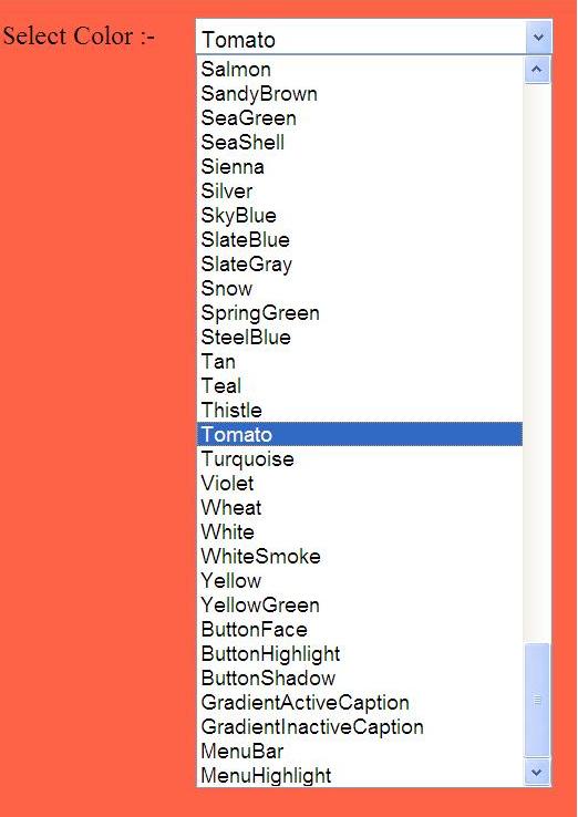 How To Add All Color Name in DropDownList and change background Color ...
