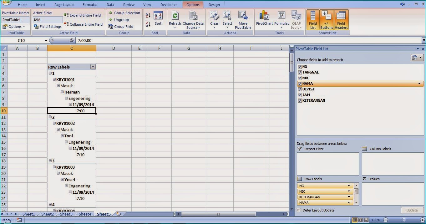 Cara Menggunakan Pivot Table Contoh Kasus Absensi Pegawai | Erns Excel