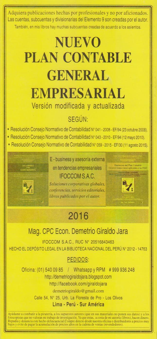 CONTABILIDAD: PLAN CONTABLE GENERAL EMPRESARIAL