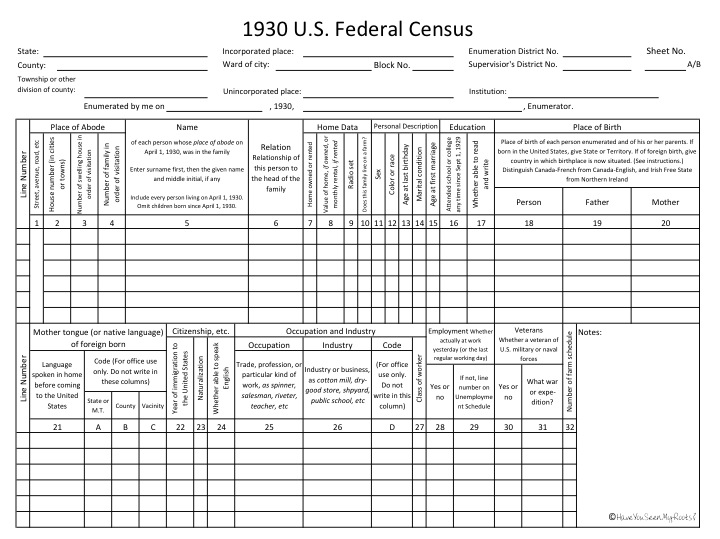 Have You Seen My Roots?: Tuesday's Tip - Inputting Data on the 1930 U.S ...