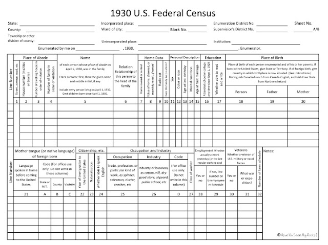 Have You Seen My Roots?: Tuesday's Tip - Inputting Data on the 1930 U.S ...