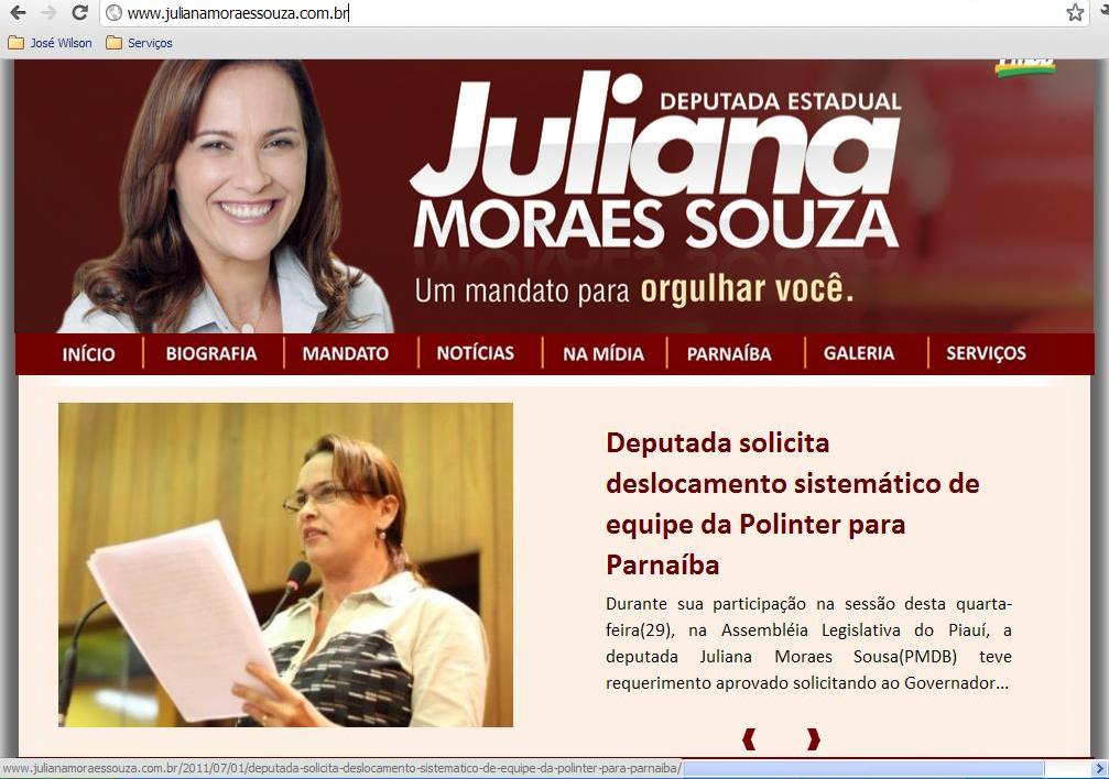 Jornal da Parnaíba: Conheça o site oficial da deputada Juliana Moraes Souza Jornal da Parnaíba: Conheça o site oficial da deputada Juliana Moraes Souza