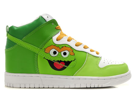 Nike Dunks Custom Design Sneakers : Oscar the Grouch Nike Dunk Sb High ...
