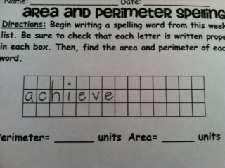 Jiru's Classroom: Area and Perimeter of Spelling Words