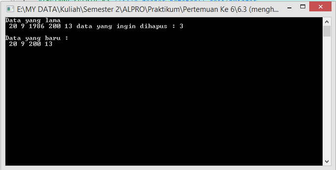 Program C++ Menghapus Elemen Array - Teknologi Informatika