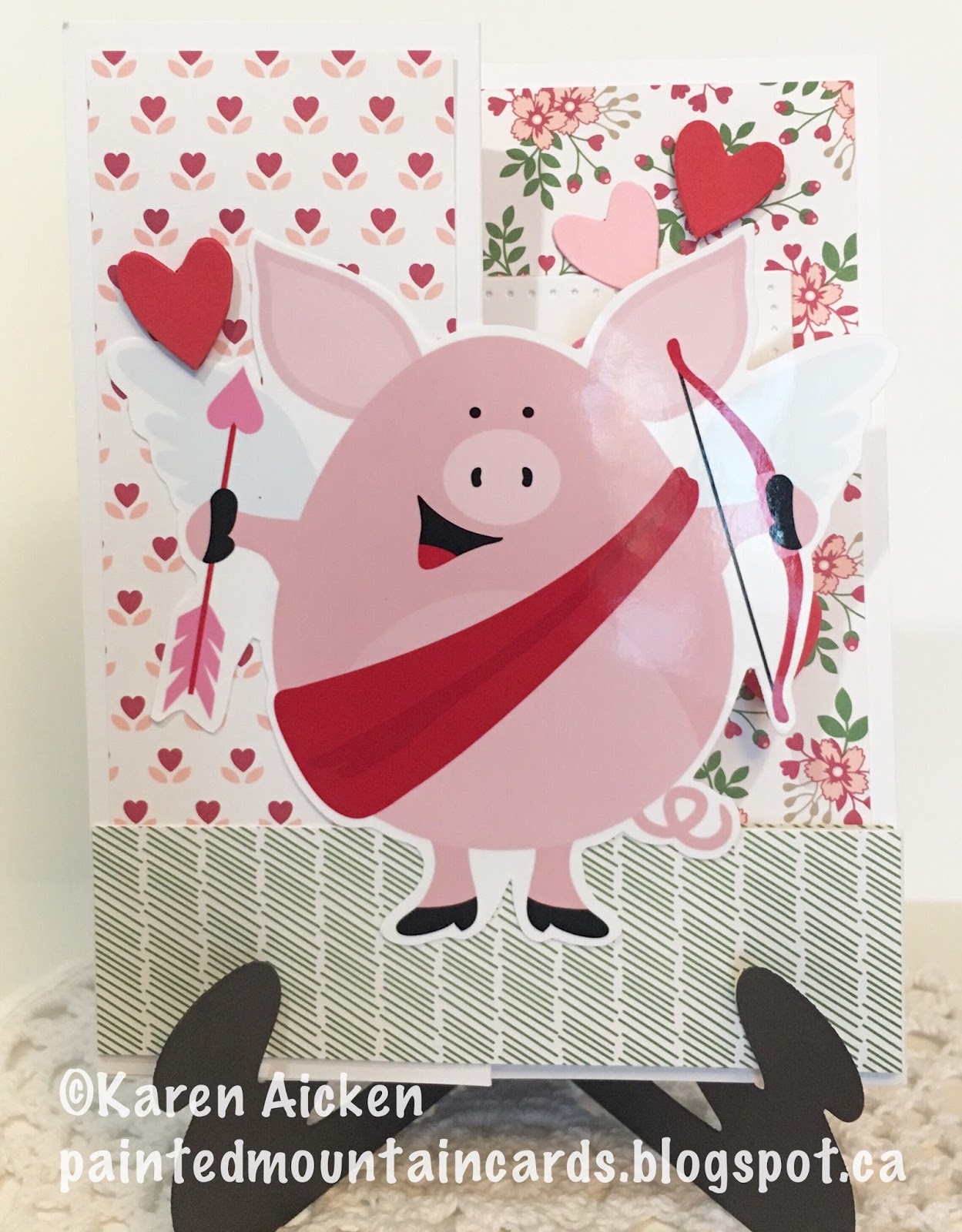 Painted Mountain Cards: Double Z Fold Hogs & Kisses Valentine