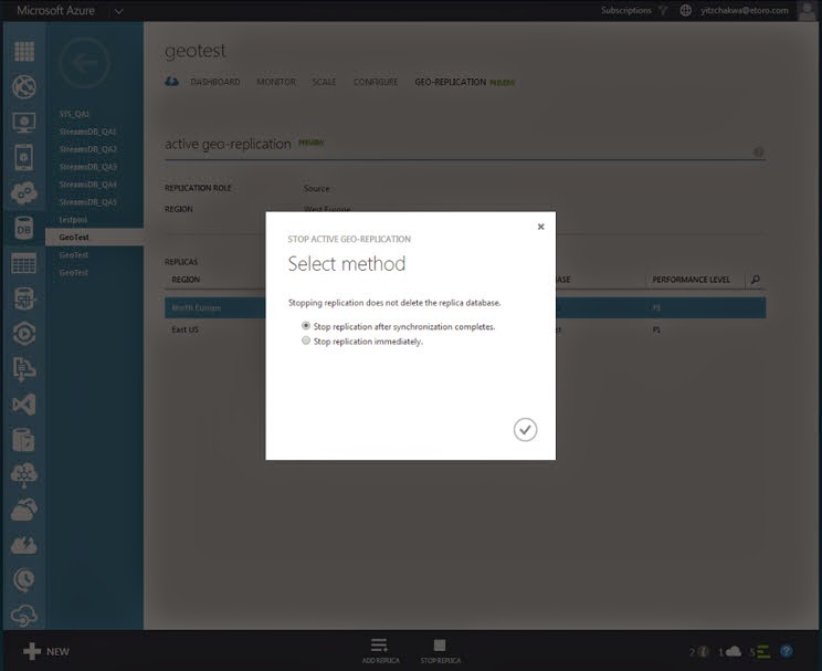 SQL Azure Geo Replication