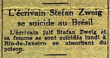 universidade: O suicídio de Stefan Zweig