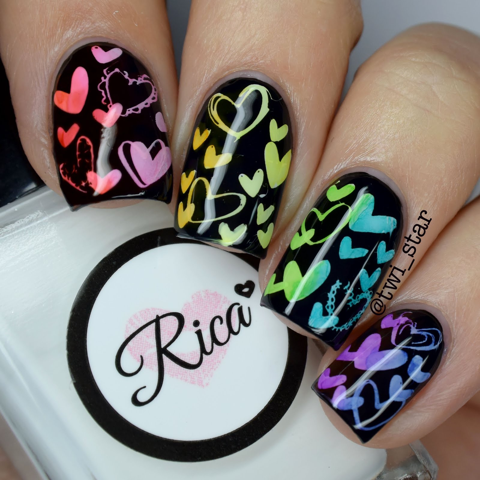 twi-star | Nail Art Blog: Neon Sharpie Heart Stamping Nail Art