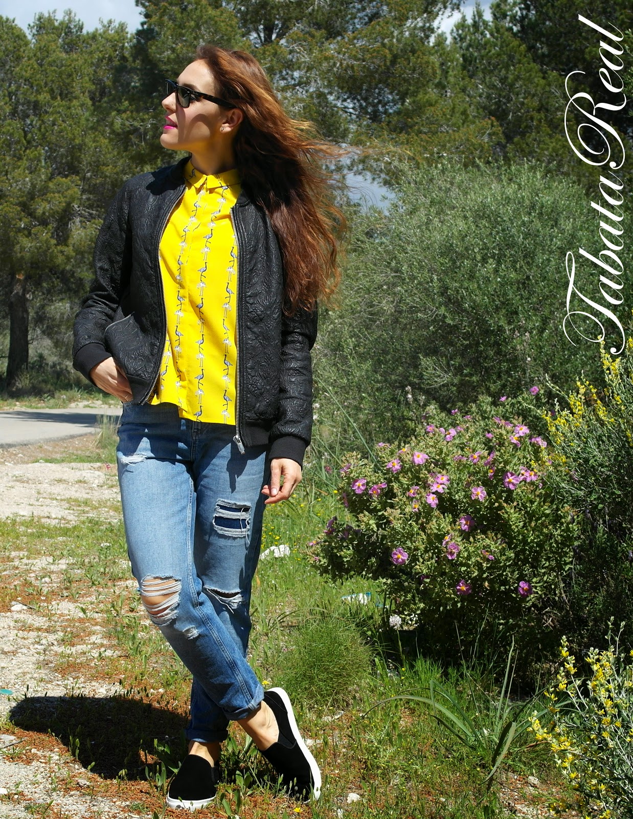 TabataReal: Outfit BLUE FLAMINGOS & RIPPED JEANS