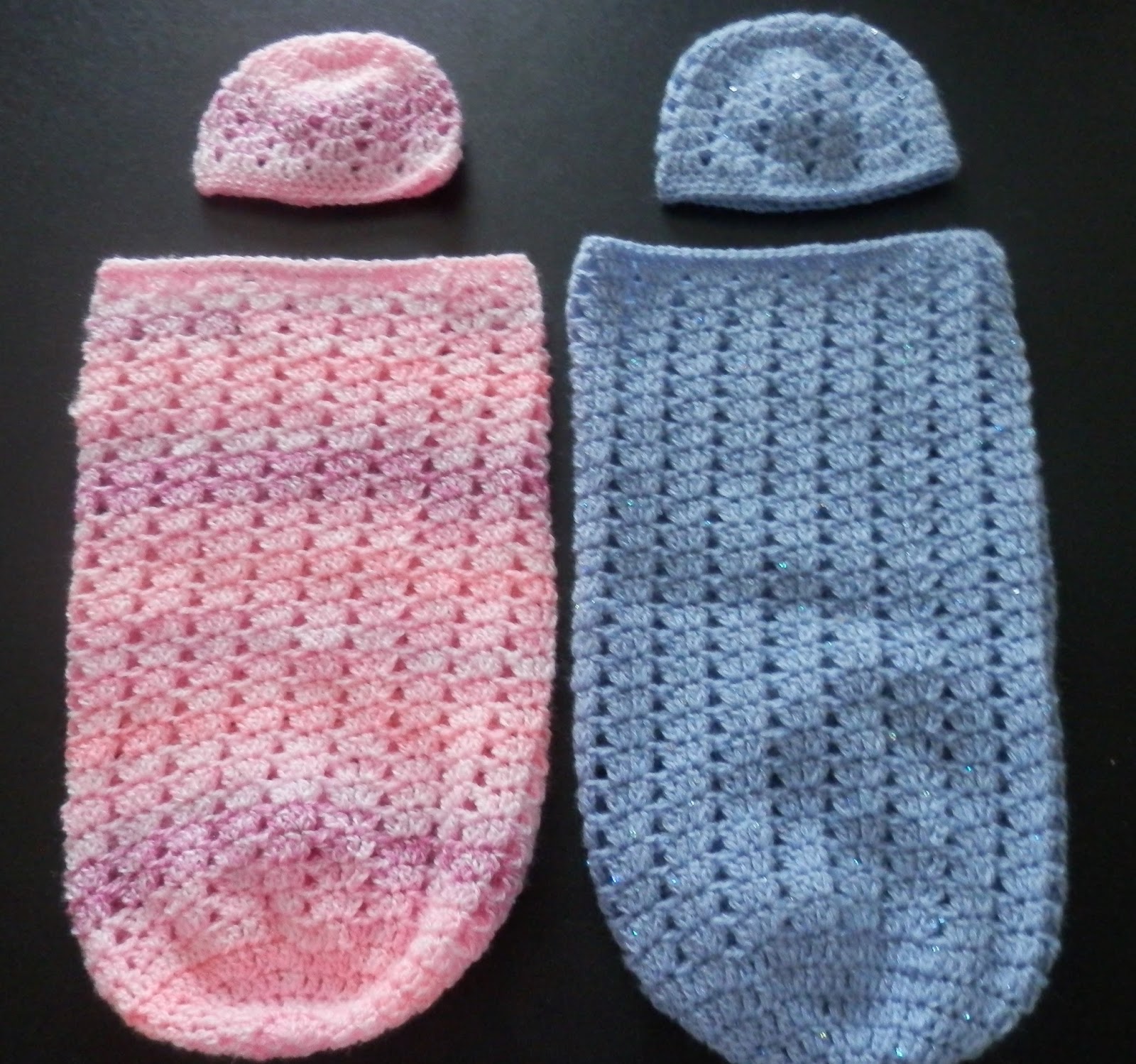 Karens Crocheted Garden of Colors: 2 Cuddle Sacks/Hats and a Diaper ...