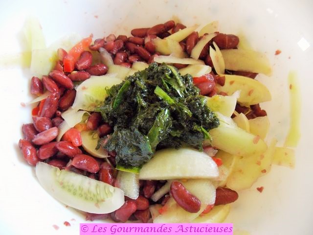 Salade fraîcheur aux Haricots rouges-concombres-orties-bourrache (Vegan)