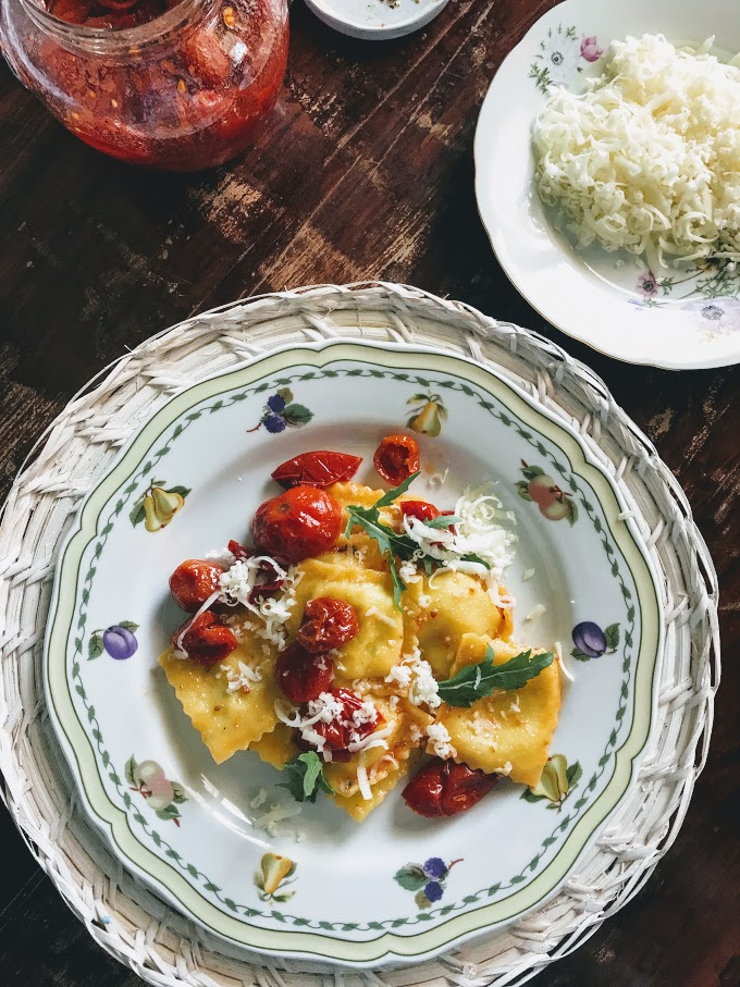 Pasta: Tortelli alla Romagnola con Pomodorini Confit, Caciocavallo e ...