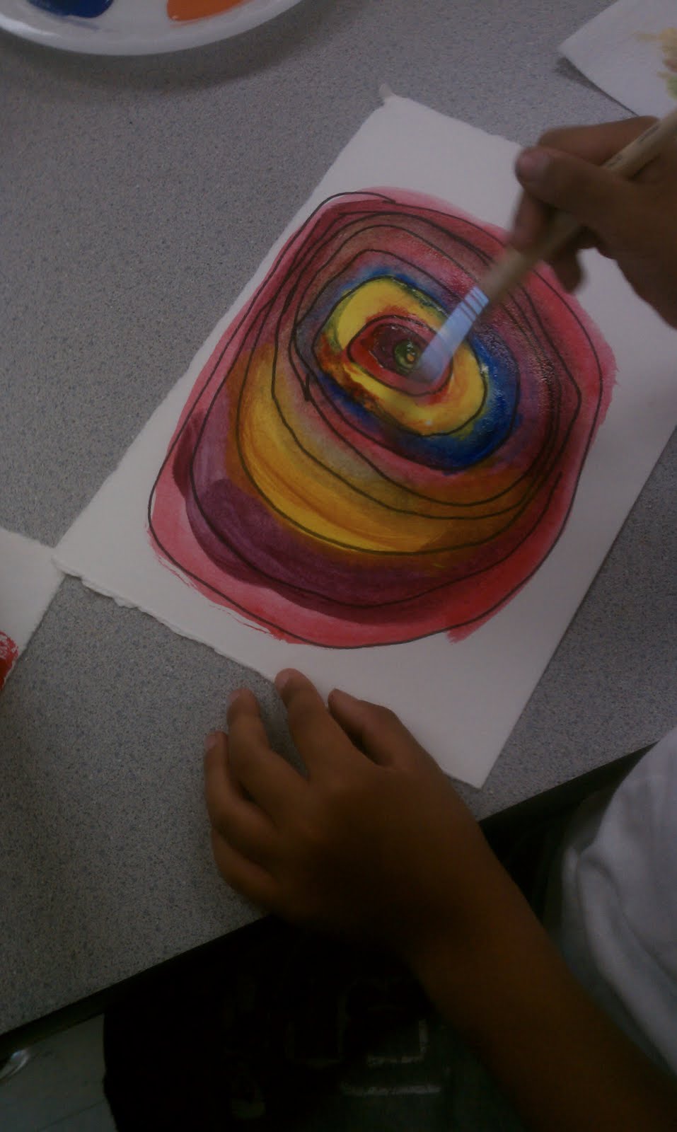 Kinder Art: Kandinsky Circles Summer: Sharpie Marker and Acrylic Paint