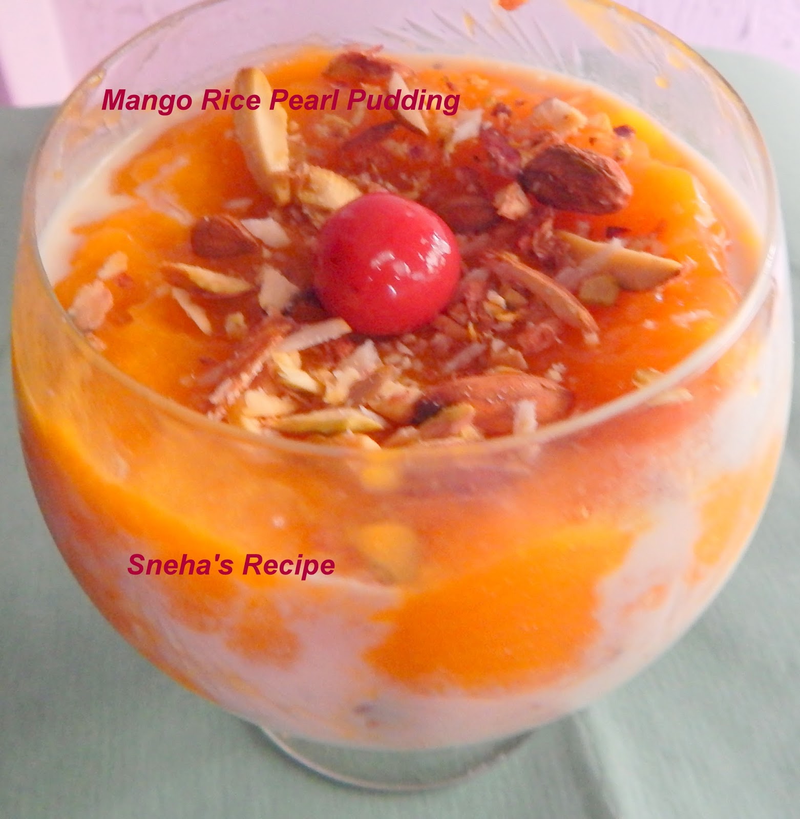 Mango Rice Pearl Pudding - Sneha's Recipe