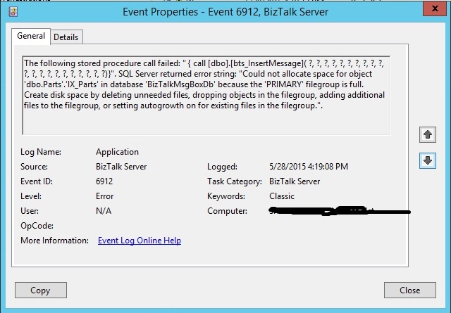 Could Not Allocate Space For Object Because The Primary Filegroup Is Full