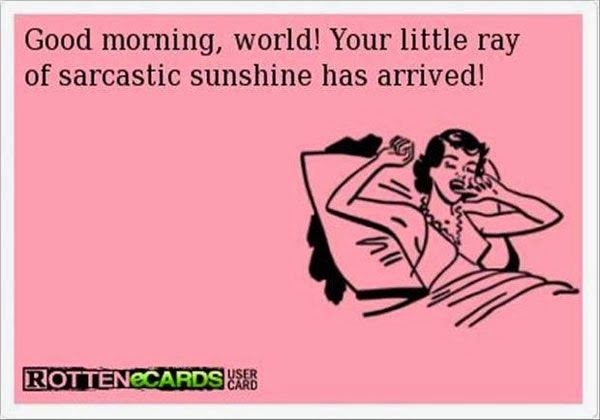 Good morning, World! your little ray of sarcastic sunshine has arrived ...