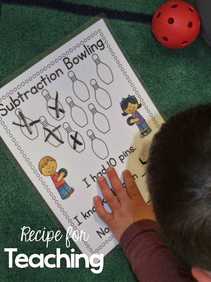 Subtraction Bowling with a FREEBIE! - Recipe for Teaching