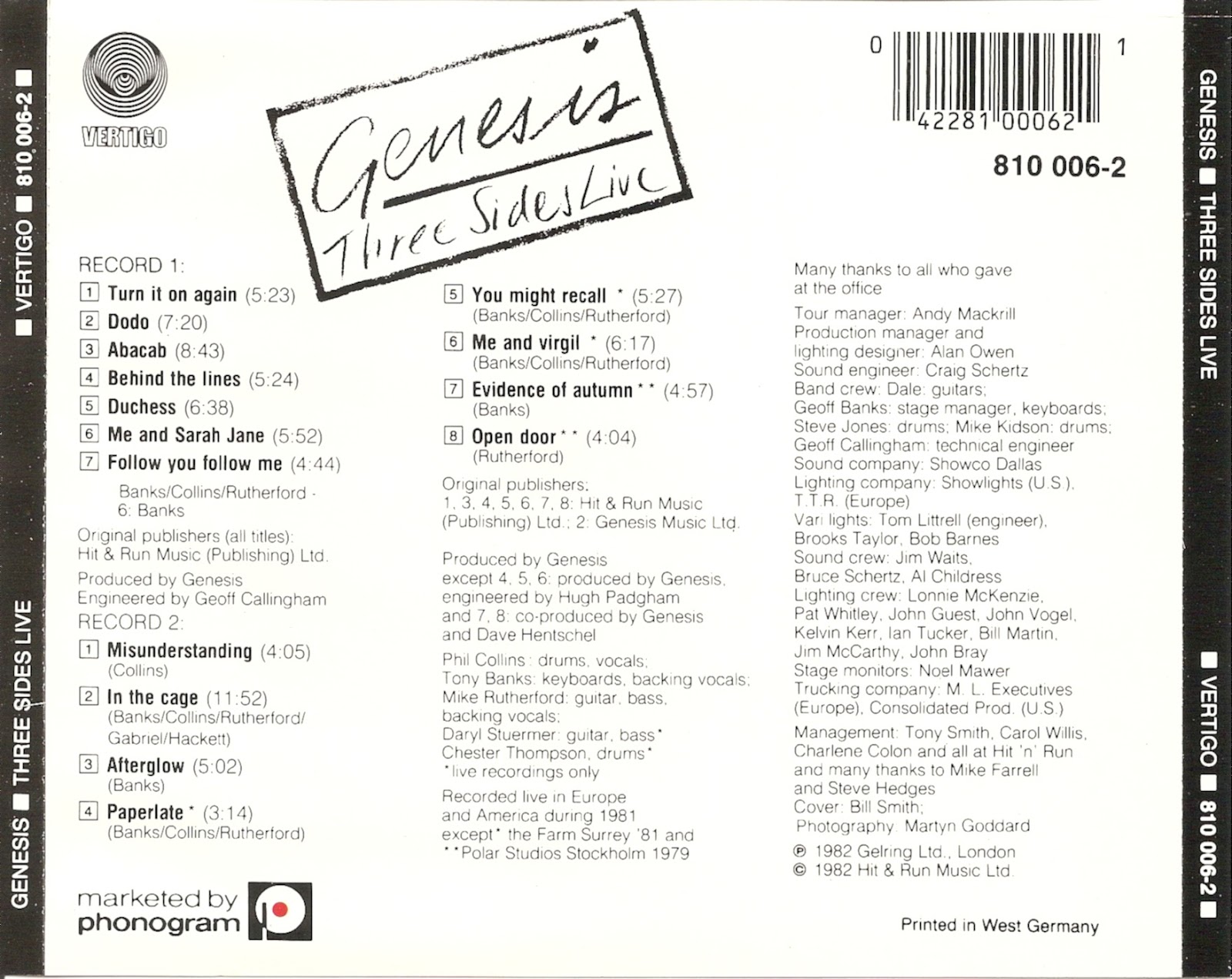 The First Pressing CD Collection: Genesis - Three Sides Live