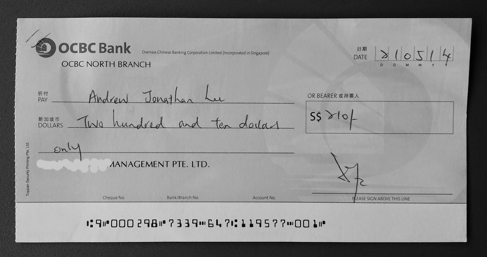 AJ's First Pay Cheque