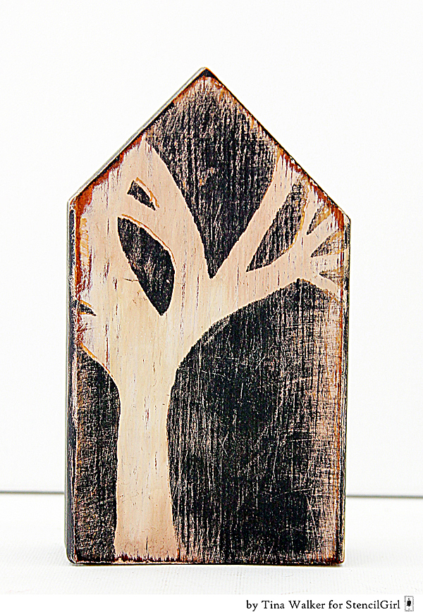 StencilGirl Talk: Inspired by Nature - Wooden Block Trees