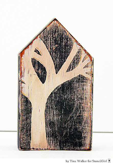 StencilGirl Talk: Inspired by Nature - Wooden Block Trees