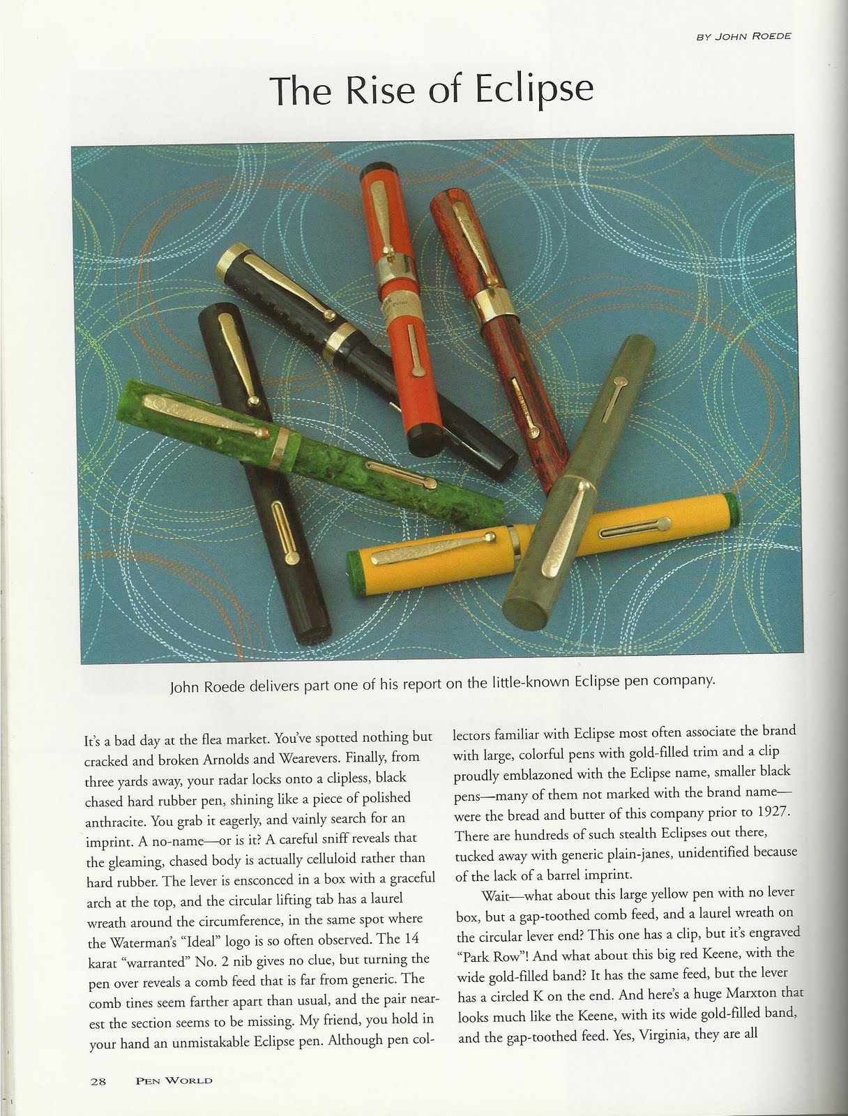 old fountain pens just for fun: THE ECLIPSE PENS , Beginning a long ...