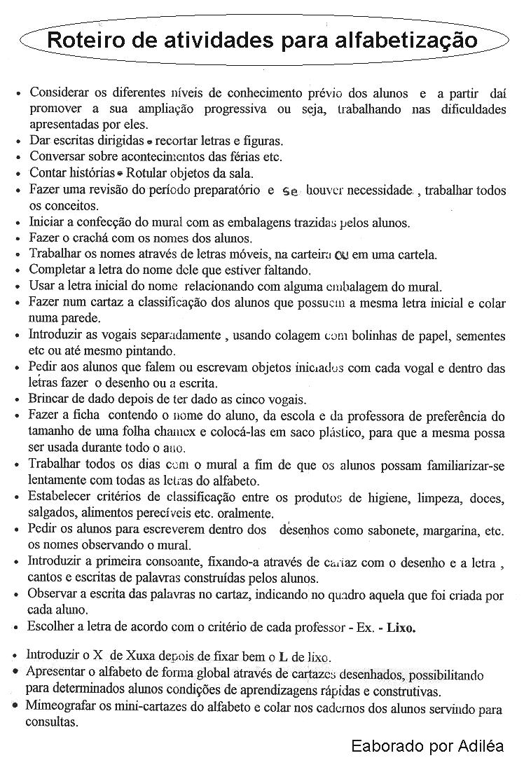 ROTEIRO DE ATIVIDADES PARA ALFABETIZAÇÃO - Mistura de Alegria