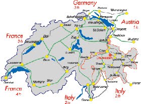 google maps europe: Map of Switzerland Country Area