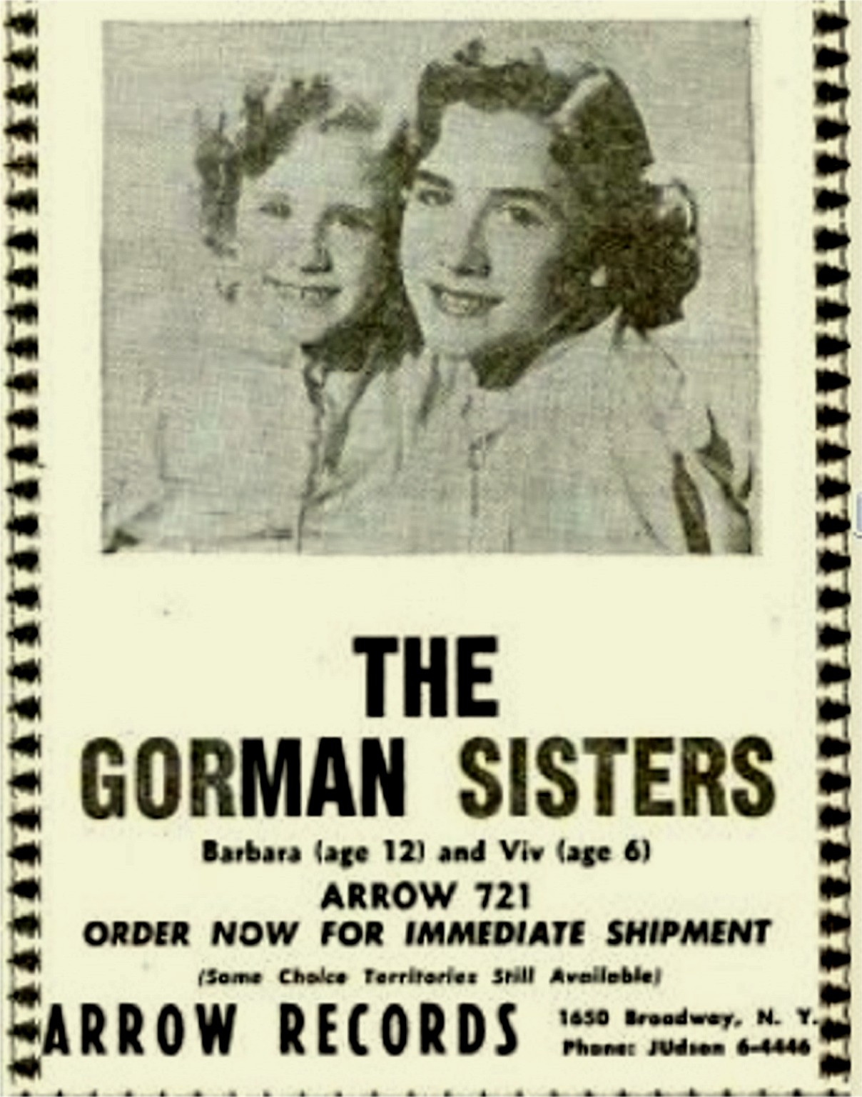 WHITE DOO-WOP COLLECTOR: THE GORMAN SISTERS (Arrow & Joy Records)