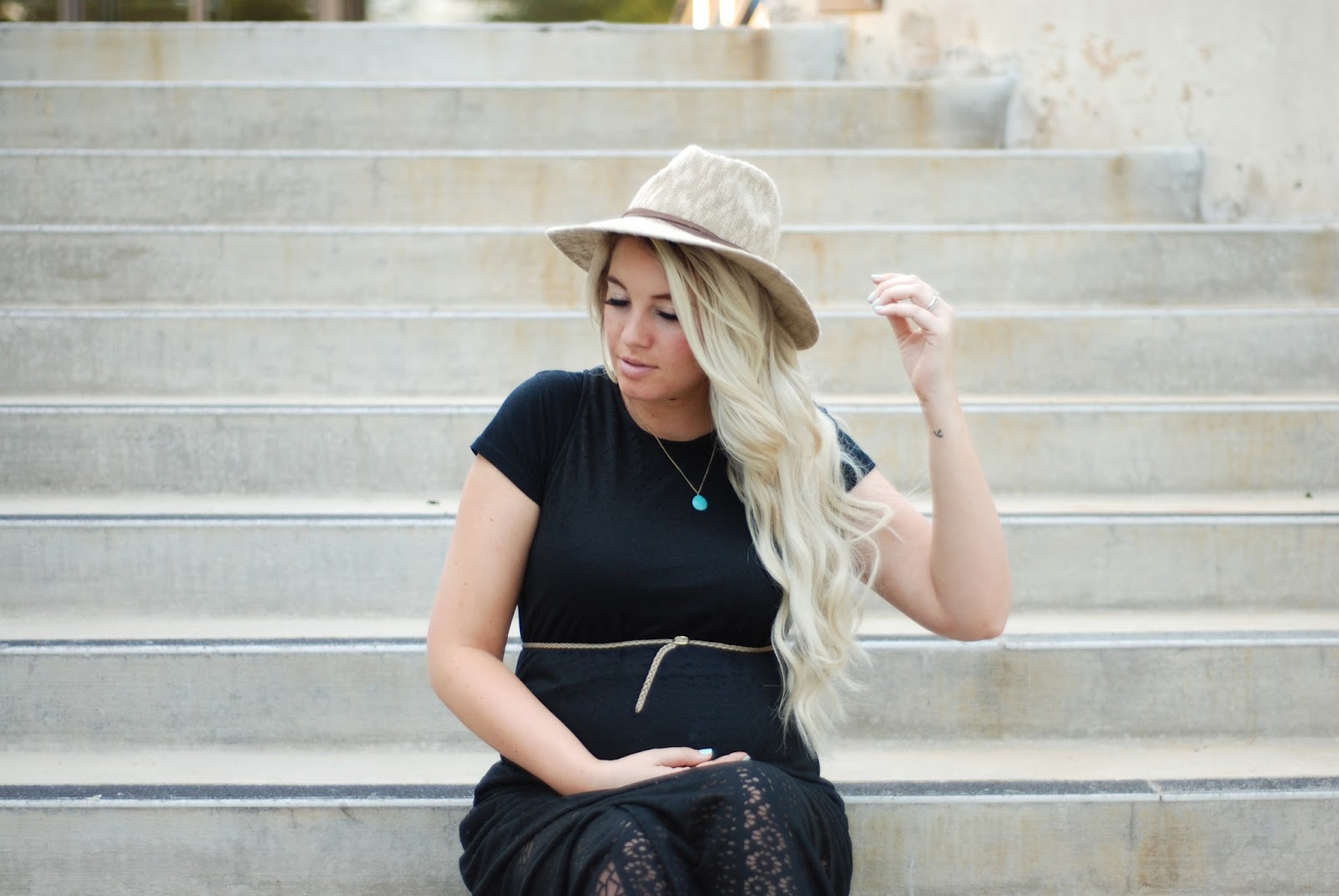 BLACK LACE DRESS FEATURING TRIPLE THREAD & 15 WEEK BUPDATE! | The Red ...