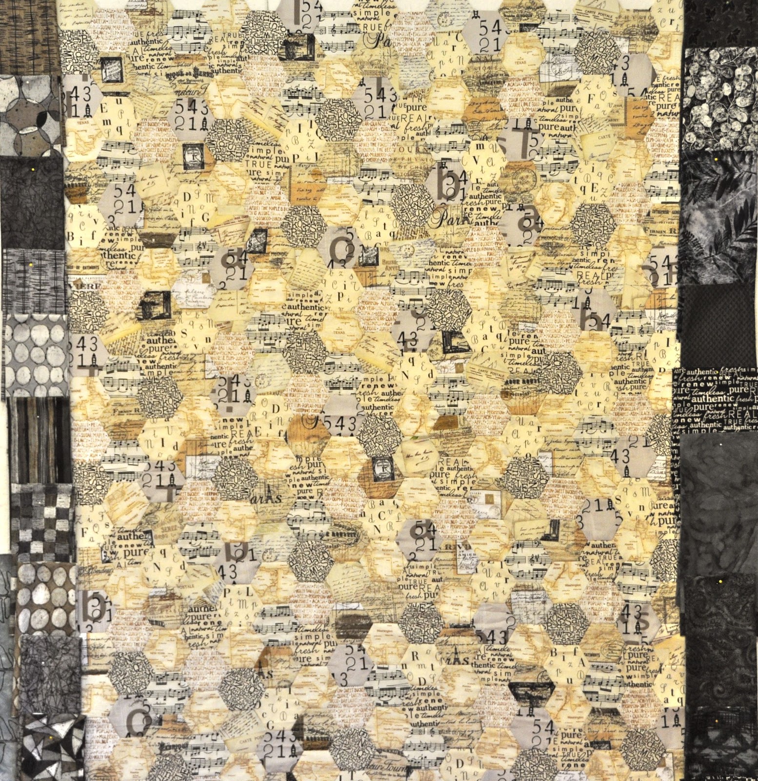 LuAnn Kessi: Hexagon Text Quilt......Border Fabric