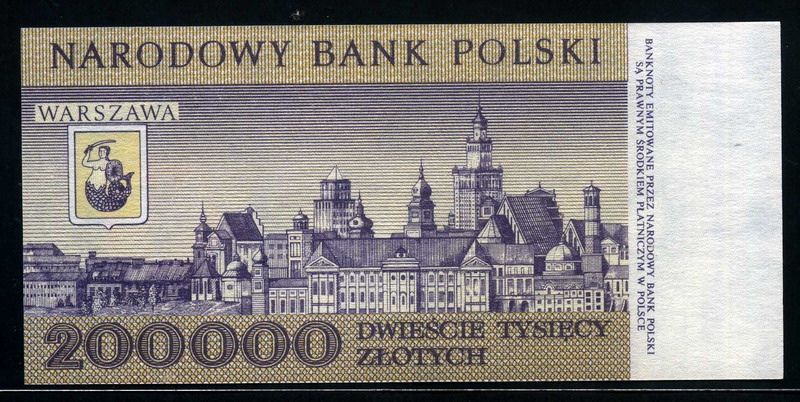 Poland currency 200000 Zloty banknote, Coin of Sigismund III Vasa.