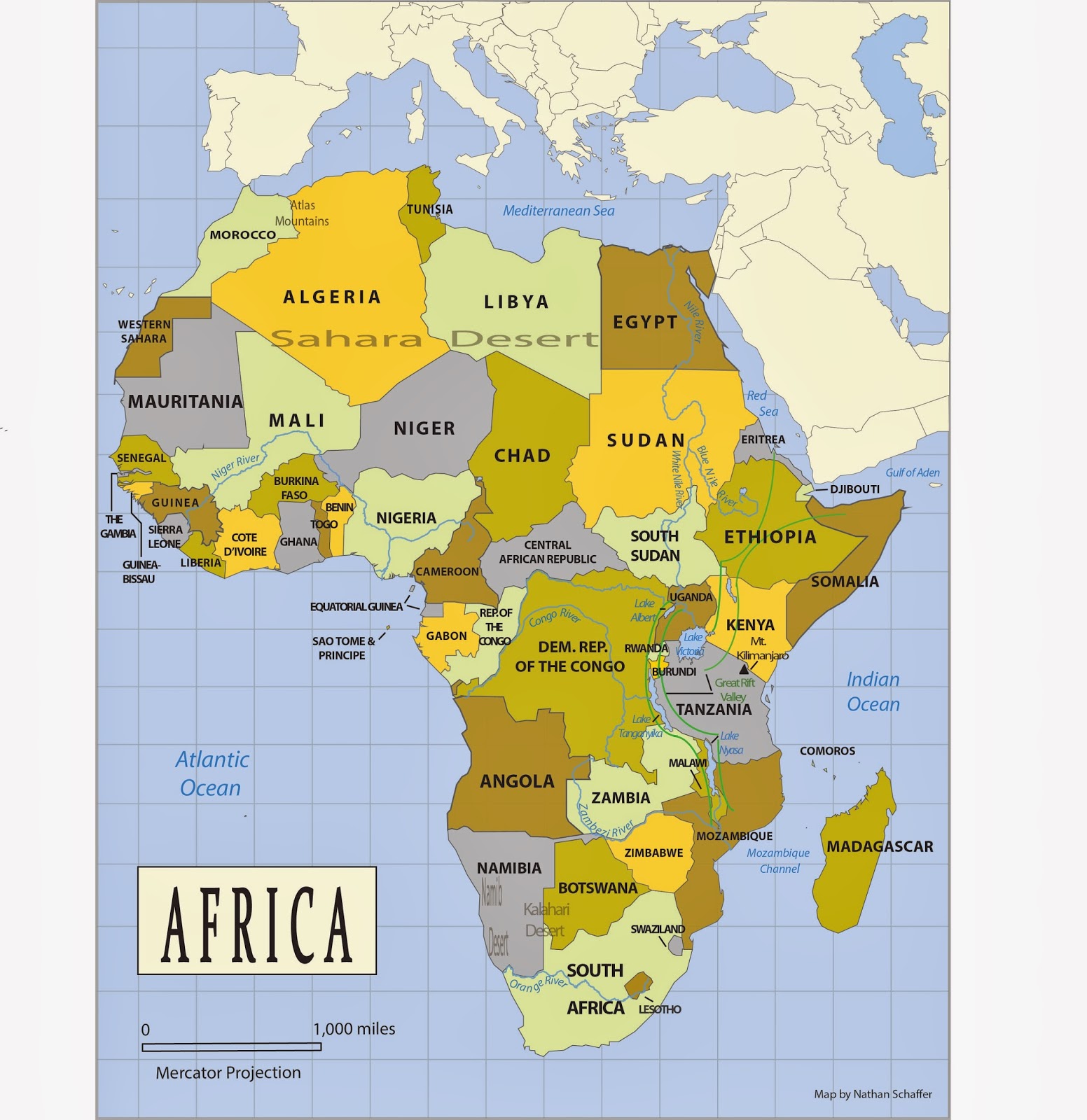 Geography 200 Map Archive: REFERENCE MAP OF AFRICA USING ADOBE ILLUSTRATOR