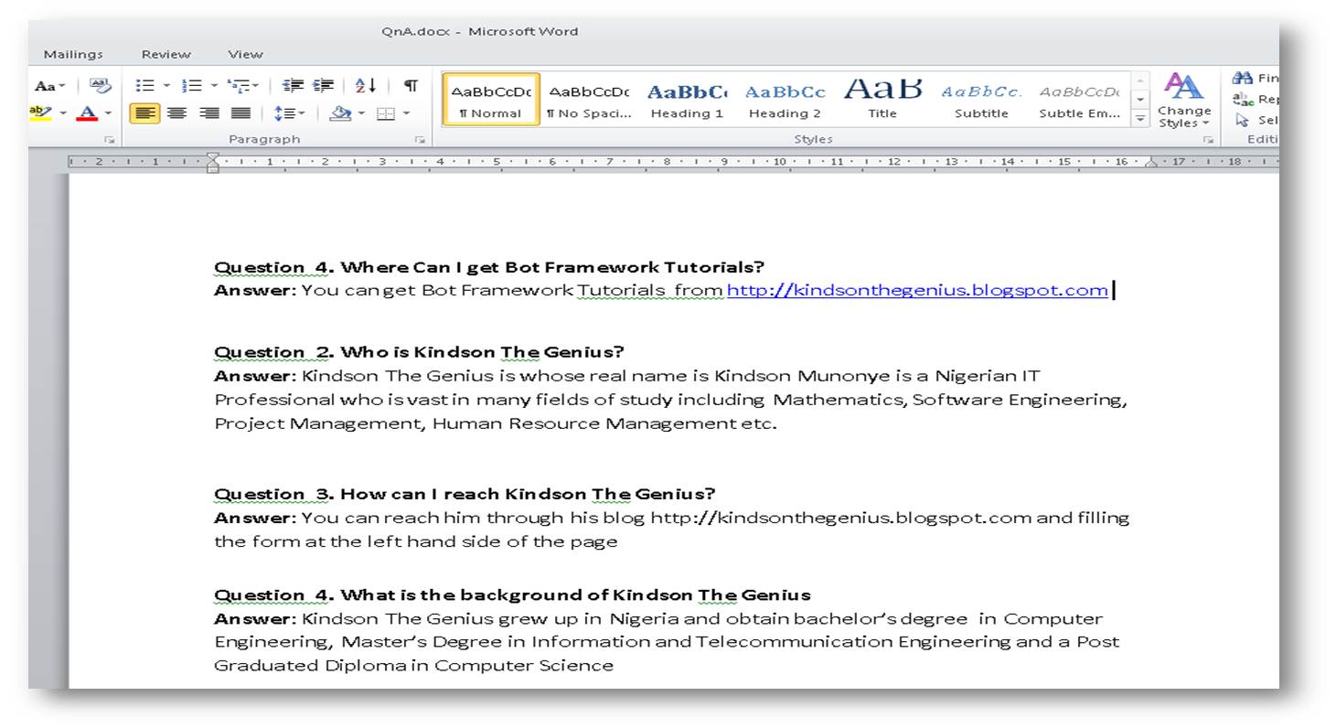 Bot Framework Tutorial 4 Creating A Question And Answerqna Bot The Genius Blog