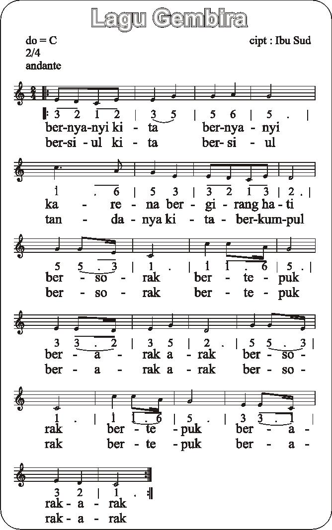 iki: Lagu Gembira ( lirik ) - cipt : Ibu Soed