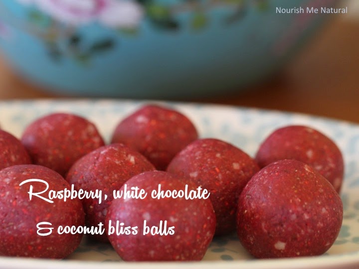 Nourish Me Natural: Raspberry white chocolate & coconut bliss balls ...
