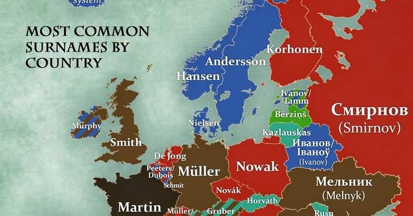 ŠAH - MOZGALICE - ENIGMATIKA - KVIZOVI: Najčešća prezimena u Evropi