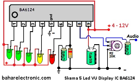 Skema 5 Led Vu Display Menggunakan Ic - Bahar Electronic - Kelek Tronic