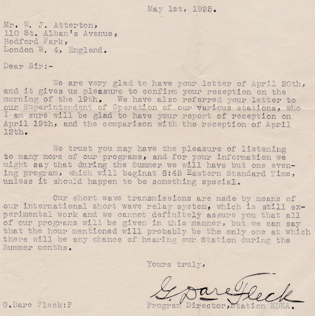 Vintage QSLs from the Golden Days of Radio : KDKA Pittsburgh (8XK ...