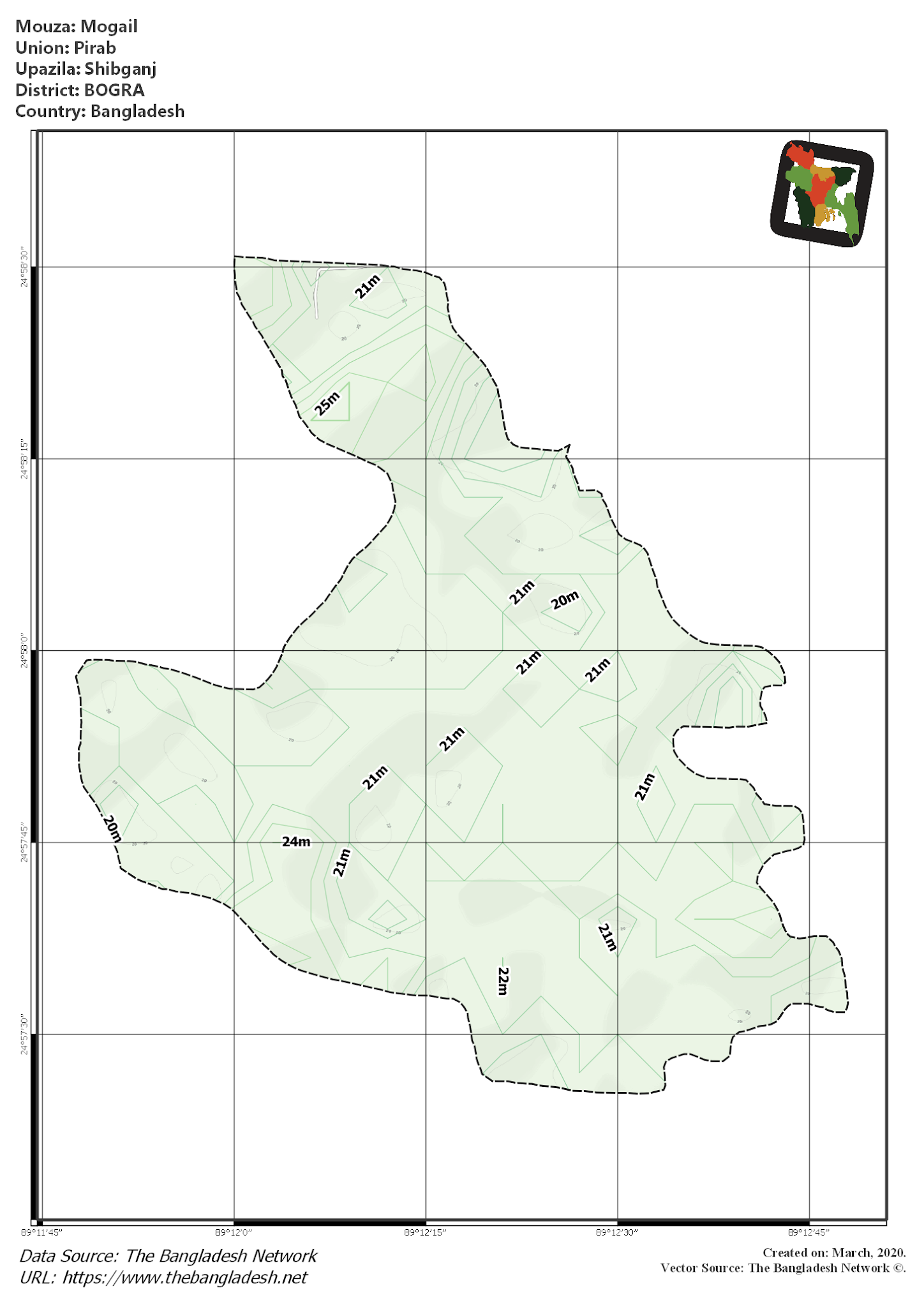 Map of Mogail Mouza, Shibganj, Bogra