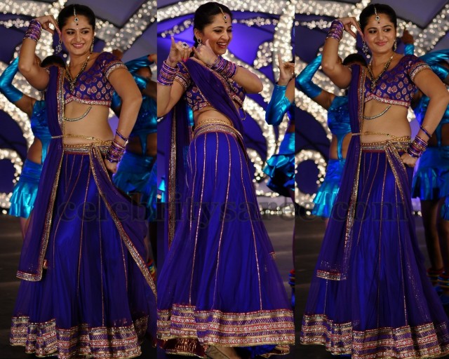 Anushka Shetty Purple Half Saree - Saree Blouse Patterns