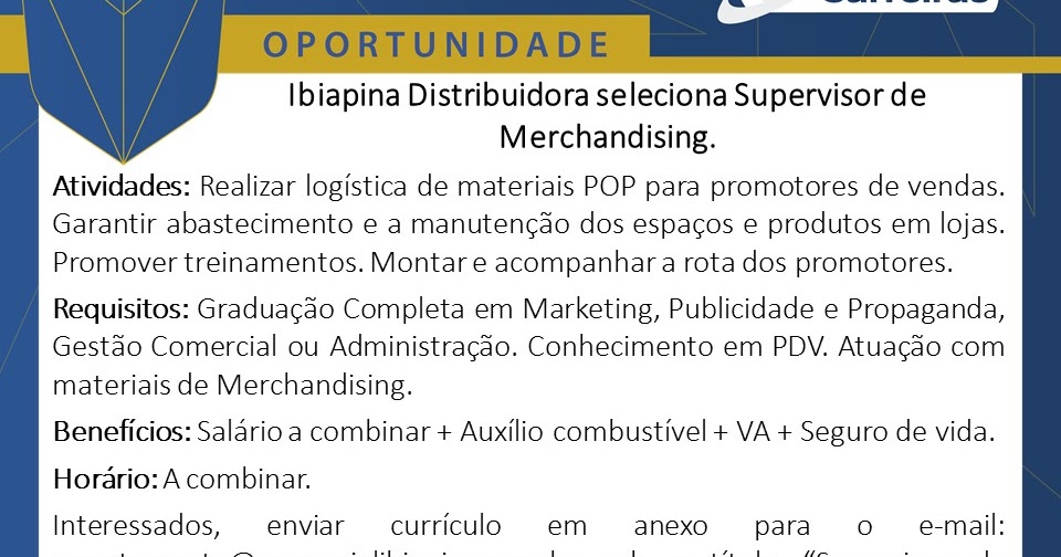 Fanor Carreiras: SUPERVISOR DE MERCHANDISING