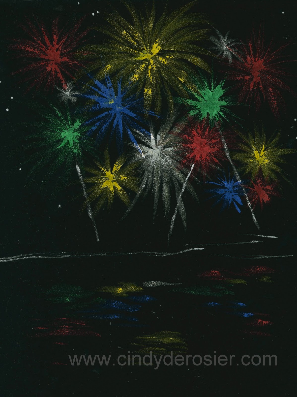 Cindy deRosier: My Creative Life: Black Velvet Fireworks Paintings