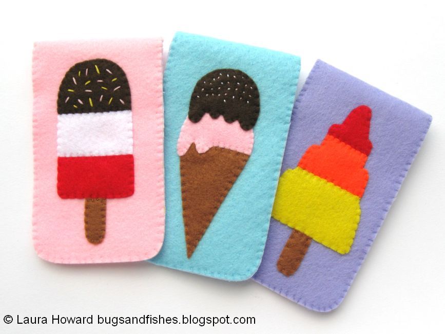 Bugs and Fishes by Lupin: How To: Sew Felt Ice Cream Phone Cases