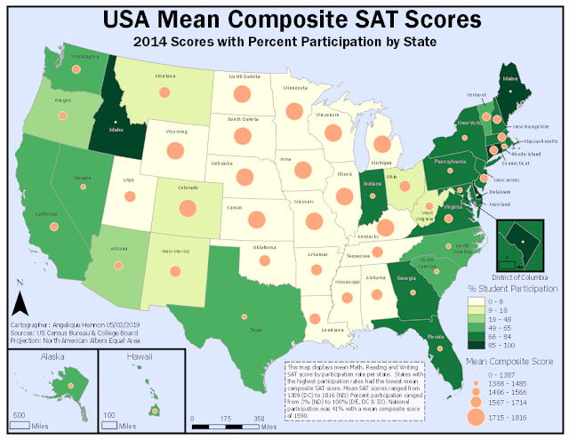 FINAL: USA Mean Composite SAT 2014 Scores with Percent Participation by ...