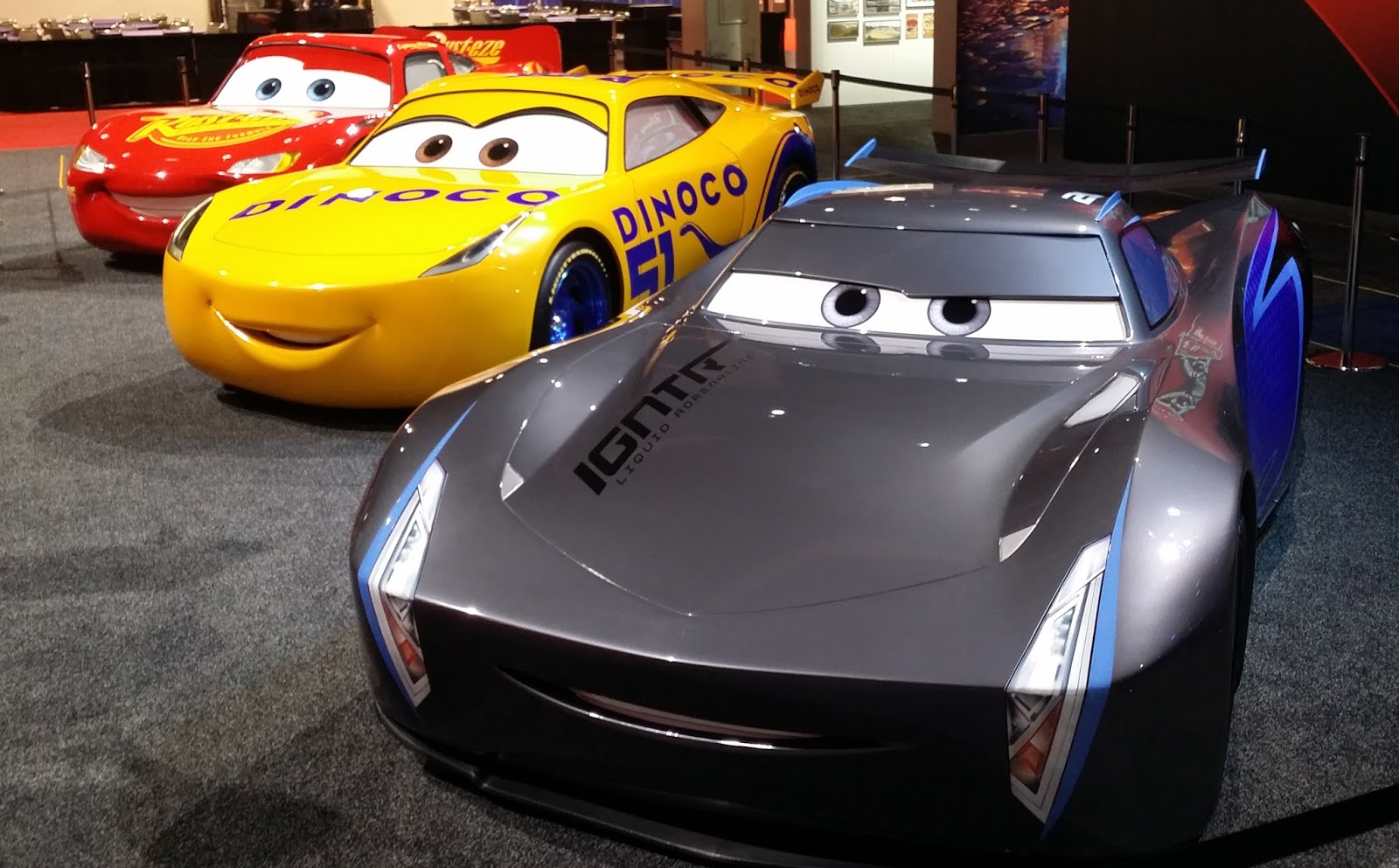 Just A Car Guy: the life size trio of the lead characters of Cars 3