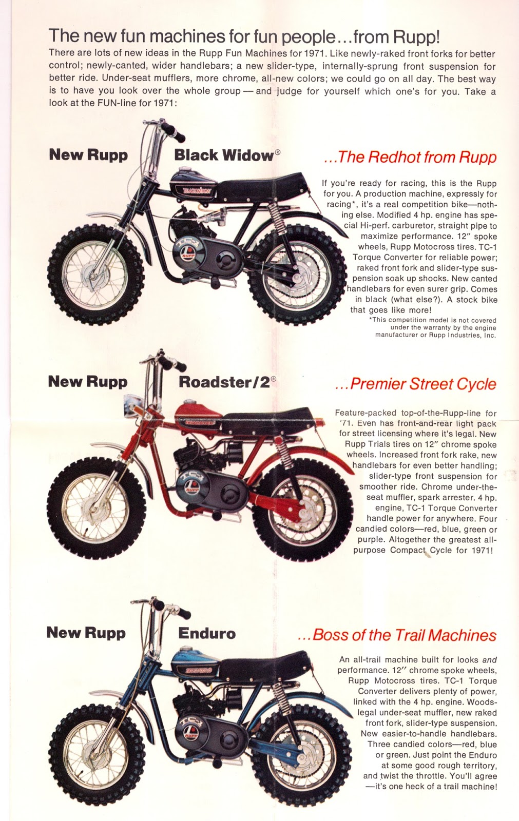 CLASSIC SNOWMOBILES OF THE PAST: 1971 RUPP MINI BIKES
