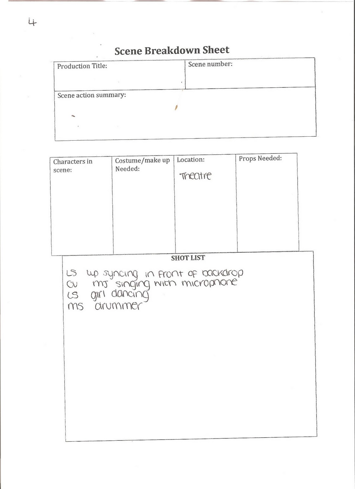 trinmedia403: Scene Breakdown sheets