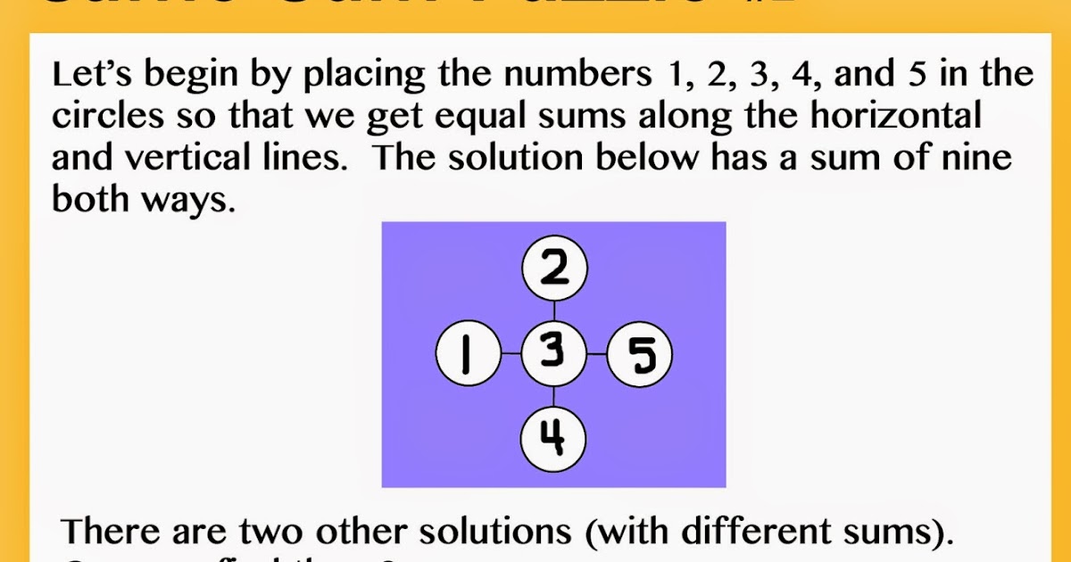 1001 Math Problems: Same Sum Puzzle #2